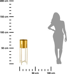 KOVOVÝ KVĚTINÁČ SE STOJÁNEM GOLDEN 75X21 CM ZLATÁ