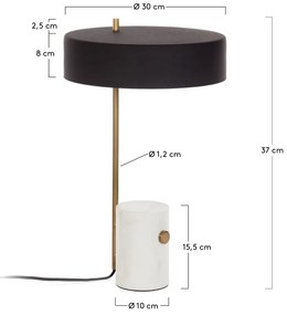 Bílo-černá stolní lampa s kovovým stínidlem (výška 53 cm) Phant – Kave Home