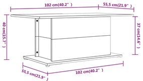 Konferenční stolek bílý vysoký lesk 102x55,5x40 cm dřevotříska - Default Title