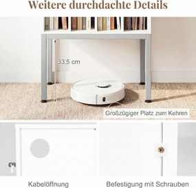 Costway Stolek na gramofon s nabíjecí stanicí a přihrádkami, bílý
