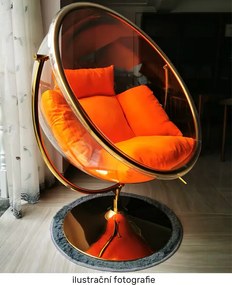 Kondela Závěsné křeslo se stojanem, transparentní/střírná/šedá, BUBBLE NEW TYP 2