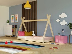 Benlemi Dětská domečková postel SIMPLY 2v1 ve tvaru teepee Zvolte barvu: Béžová, Zvolte rozměr: 90x200 cm