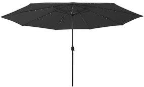 Zahradní slunečník s LED osvětlením 400 cm černý 312536