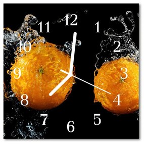 Nástenné skleněné hodiny pomeranče 30x30 cm