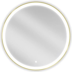 Mexen Esso, kulaté LED podsvícené koupelnové zrcadlo 80 cm, 6000K, topná podložka proti zamlžování, zlatý rám, 9825-080-080-611-50