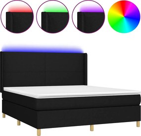 Box spring postel s matrací a LED černá 160x200 cm textil 3138727
