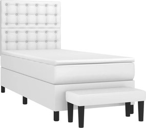 Box spring postel s matrací bílá 90x200 cm umělá kůže 3137642