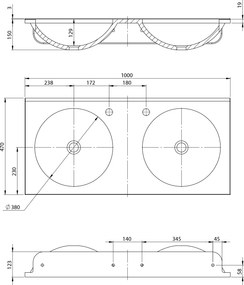 Sapho Sapho, JUNO umyvadlo 100x47cm, litý mramor, bílá, JU100