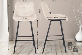 Barová židle Weston samet – krémová