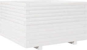 Zahradní truhlík bílý 80 x 80 x 49,5 cm masivní borové dřevo 3282530