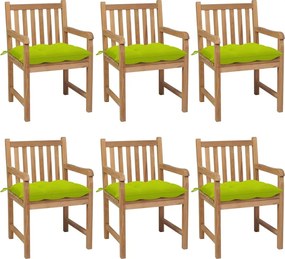 vidaXL Zahradní židle 6 ks podušky masivní teakové dřevo [3073050] Barva: Jasně zelená