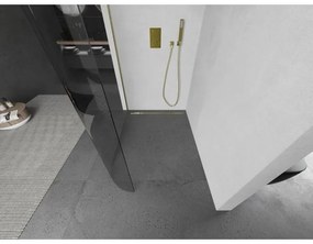 Mexen Kioto, sprchová zástěna Walk-In 150 x 200 cm, 8mm čiré sklo, zlatý matný profil, 800-150-101-55-06