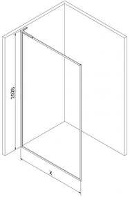 Mexen, Mexen Kioto-F L sprchová stěna s rámem 100 x 202 cm, průhledná 8 mm, broušené zlato - 800-100-174-55-00
