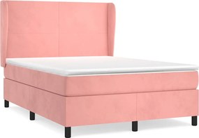 Box spring postel s matrací růžová 140x190 cm samet 3129092