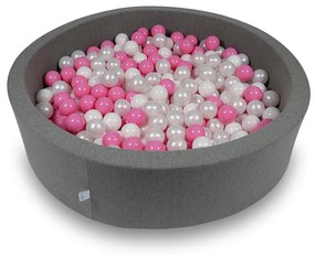 Mimii Suchý bazének 130x40 tmavě šedý, 400 kuliček-průsvitné, perleťové,stříbrné, světle růžové Rozměr: 130x40 cm