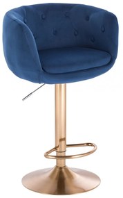 LuxuryForm Barová židle MONTANA VELUR na zlatém talíři - modrá