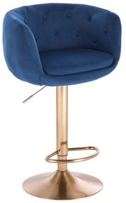 LuxuryForm DESIGN Barová židle MONTANA VELUR na zlaté kulaté podstavě - modrá