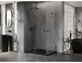 Mexen Lunar-F Duo, sklápěcí sprchový kout 100 x 70 cm, 8mm čiré sklo, profil grafit broušený, 836-100L-070P-66-00