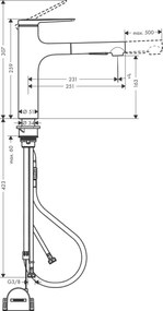 Hansgrohe Zesis M33, dřezová baterie 150, s výsuvnou sprškou, EcoSmart, chromová, 74810000