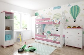 BabyBeds Dětská patrová postel DOMEK II 180x80 Barevné provedení: Šedá, Úložný prostor: Ne, bez úložného prostoru