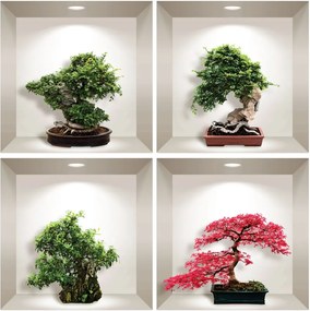 Sada 4 3D samolepek na zeď Ambiance Bonsai Maple