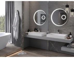 Mexen Ella, LED koupelnové zrcadlo s podsvícením a kosmetickým zrcátkem 70x70 cm, 6000K, ochrana proti zamlžování, 9811-070-070-611-00