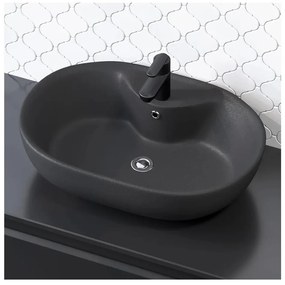 BATH DELUXE 06-060-08-02-00 - Umyvadlo na desku TROMSO 59,5x41 cm keramika/černá