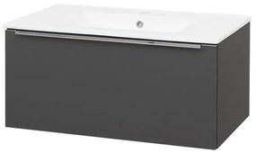 Mereo Mailo, koupelnová skříňka s keramickým umyvadlem 81 cm, antracit, chrom madlo CN536