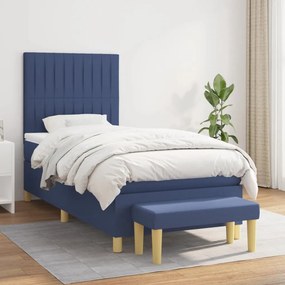 Box spring postel s matrací modrá 90x200 cm textil 3137291