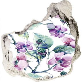Wallmuralia Nálepka 3D díra na zeď Květy ostružiny 75x75 cm