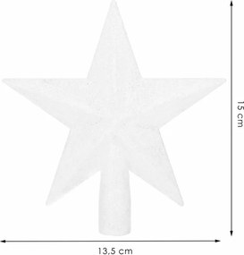 Hvězda na stromeček 15cm třpytivá bílá, vánoční ozdoba