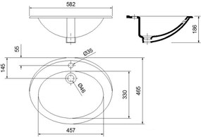Sapho, TROPICO Keramické umyvadlo 58x46 cm, zápustné, TP230