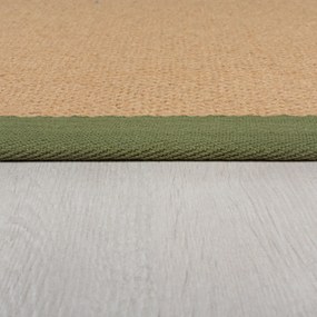 Flair Rugs, Běhoun Herringbone Border Kira Green, 60x230, béžová, chodba / předsíň