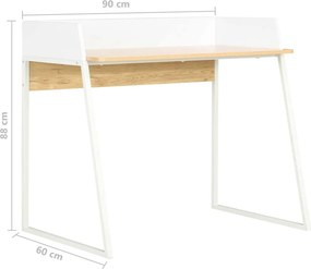 Psací stůl bílý a dub 90 x 60 x 88 cm 20265