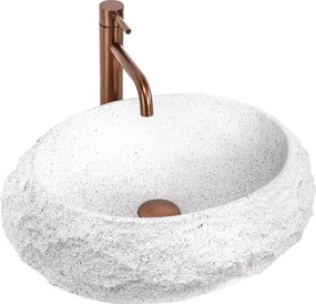 Rea Mika Cloudy, umyvadlo na desku 500x380x150 mm, bílá-imitace kamene, REA-U3584