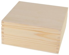 Dřevěná dárková krabička s víkem - 20 x 20 x 13 cm, přírodní