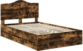 Rám postele se zásuvkou Uzený Dub 135 x 190 cm Inženýrské dřevo 3413426