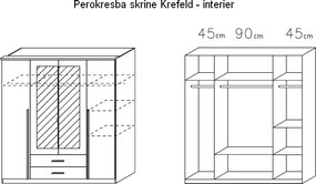 Šatní skříň Krefeld, 181 cm, bílá/fialová
