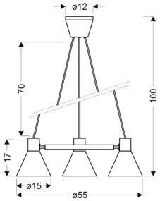 Černo-zlatý závěsný lustr More pro žárovku 3x E27  - Candellux