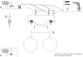 Stropní svítidlo Bulbo, 2x bílé skleněné stínítko, dřevo