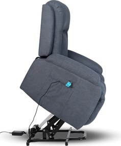 TV křeslo RIVA PLUS s elektrickým polohováním — látka, šedá, nosnost 130 kg