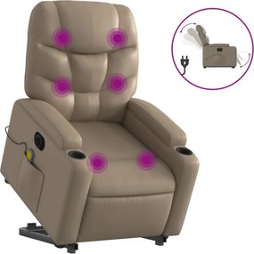Elektrické zvedací masážní polohovací křeslo cappuccino koženka 3204685