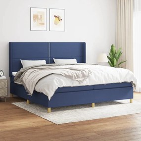 Box spring postel s matrací modrá 200x200 cm textil,  3131943