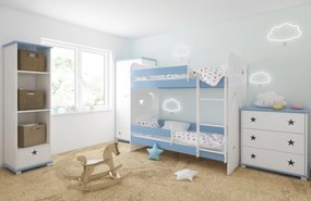 BabyBeds Dětská patrová postel STARS II 180x80 Barevné provedení: Modrá, Úložný prostor: Ne, bez úložného prostoru