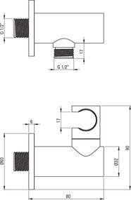 Deante Cascada, kulaté úhlové připojení s nastavitelným úhlem sklonu, chromová, NAC_057K