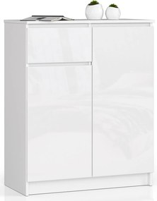 Komoda K80 2D1SZ bílá/bílý lesk