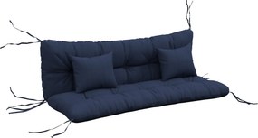 Outsunny sada 4 prošívaných polštářů na lavici, 150 x 50 cm, voděodpudivé s poutky, námořnická modř | Aosom