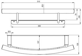 Deante Vital příslušenství, nástěnné kovové madlo s poličkou, černá, NIV_B41L