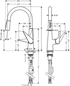 Hansgrohe Talis M51, dřezová baterie s výsuvnou sprškou, EcoSmart, chromová, 72817000