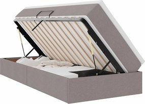 Postel s úložným prostorem a matrací Taupe 100 x 200 cm 3370209